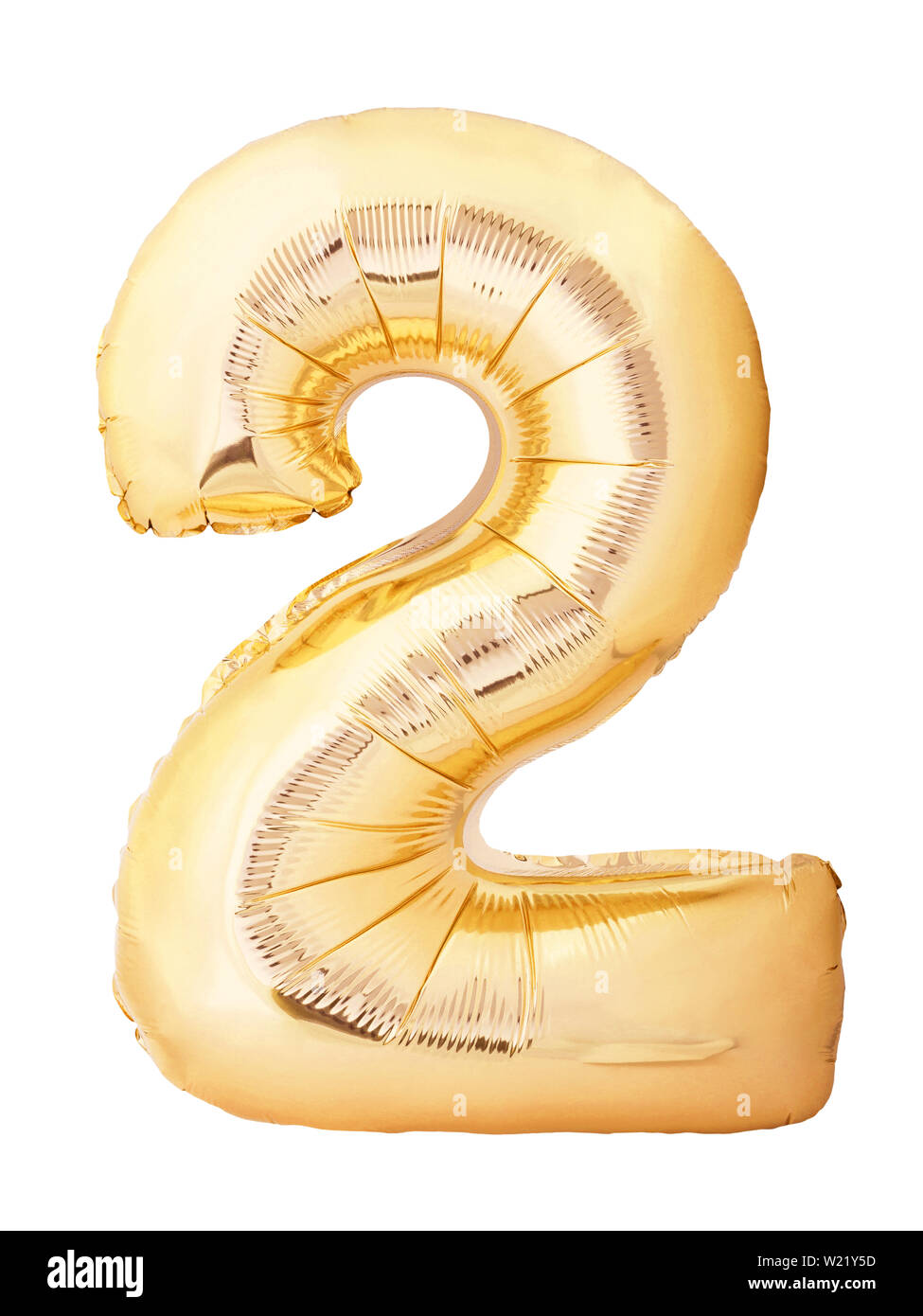 Number 2 two made of golden inflatable balloon isolated on white ...