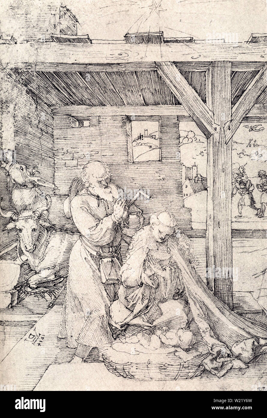 Albrecht Dürer - Nativity Adoration Christ Child Stables Virgin Saint ...