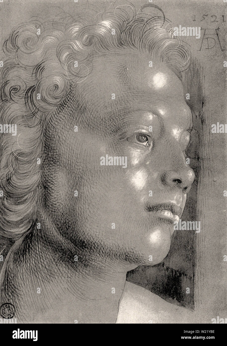 Albrecht Dürer - Studies Great Picture Mary Head With Curly Hair Angel ...