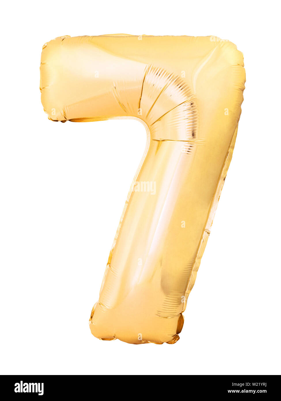 Number 7 seven made of golden inflatable balloon isolated on white ...