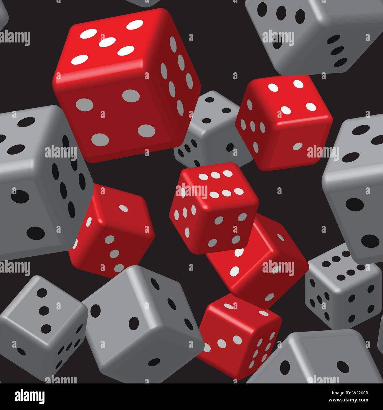 Red Gray Dice Seamless Pattern, 3D Illustration Stock Vector Image ...