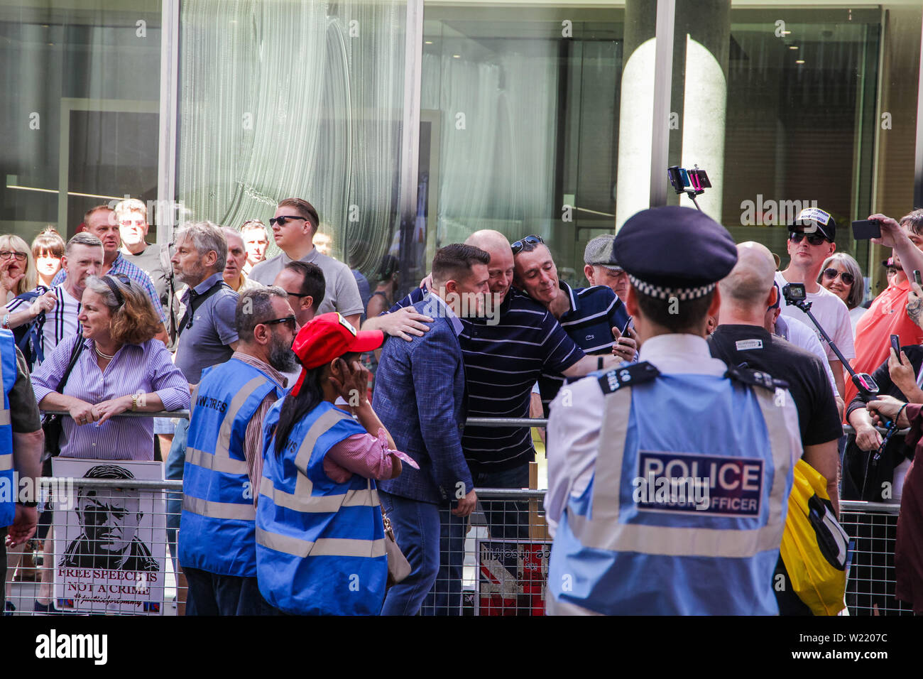 London, UK. 5th July, 2019. Tommy Robinson aka Stephen Yaxley Lennon ...