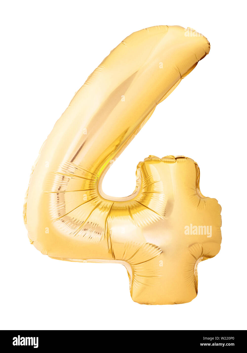 Number 4 four made of golden inflatable balloon isolated on white ...