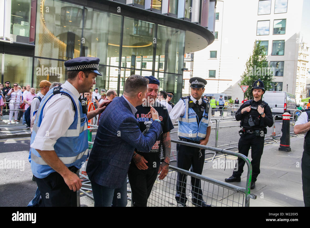 London, UK. 5th July, 2019. Tommy Robinson aka Stephen Yaxley Lennon ...