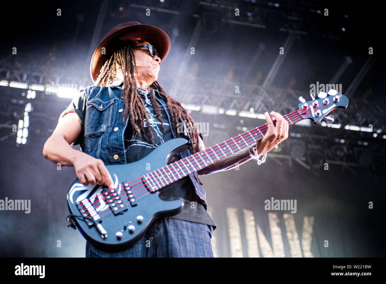 Cass Lewis, bassist of the British band Skunk Anansie, performing live ...