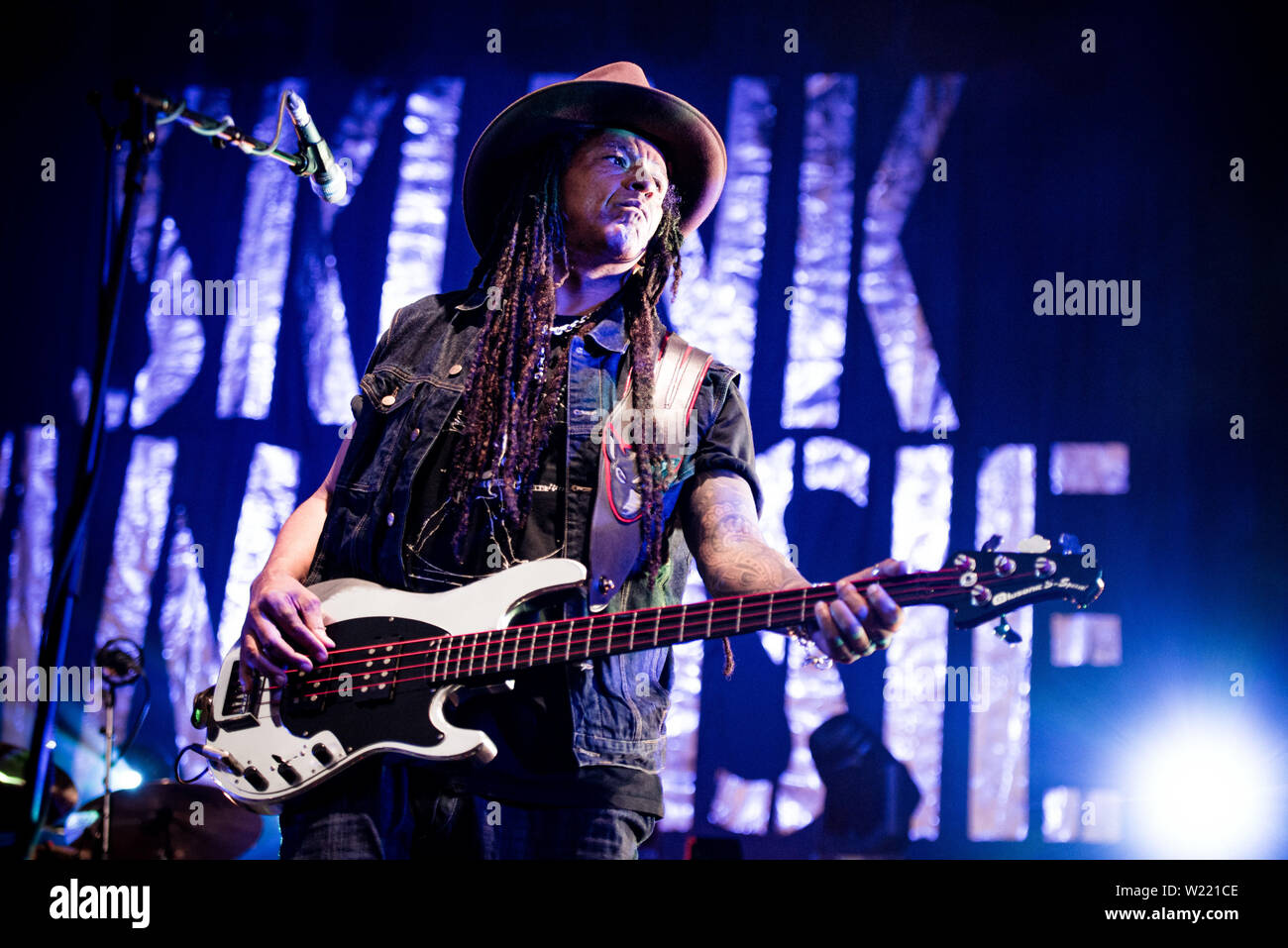 Cass Lewis, bassist of the British band Skunk Anansie, performing live ...