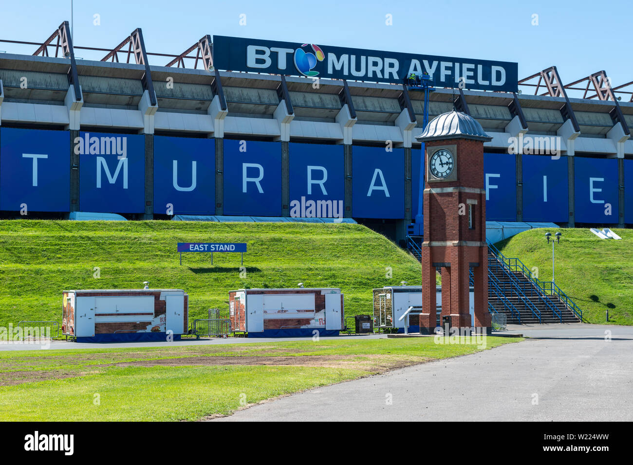 The clock tower (1929) with the East Stand in the background at ...