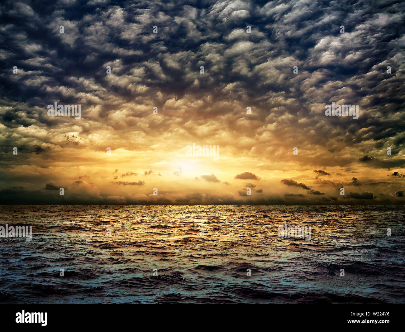 dark stormy sea with a dramatic cloudy sky Stock Photo - Alamy