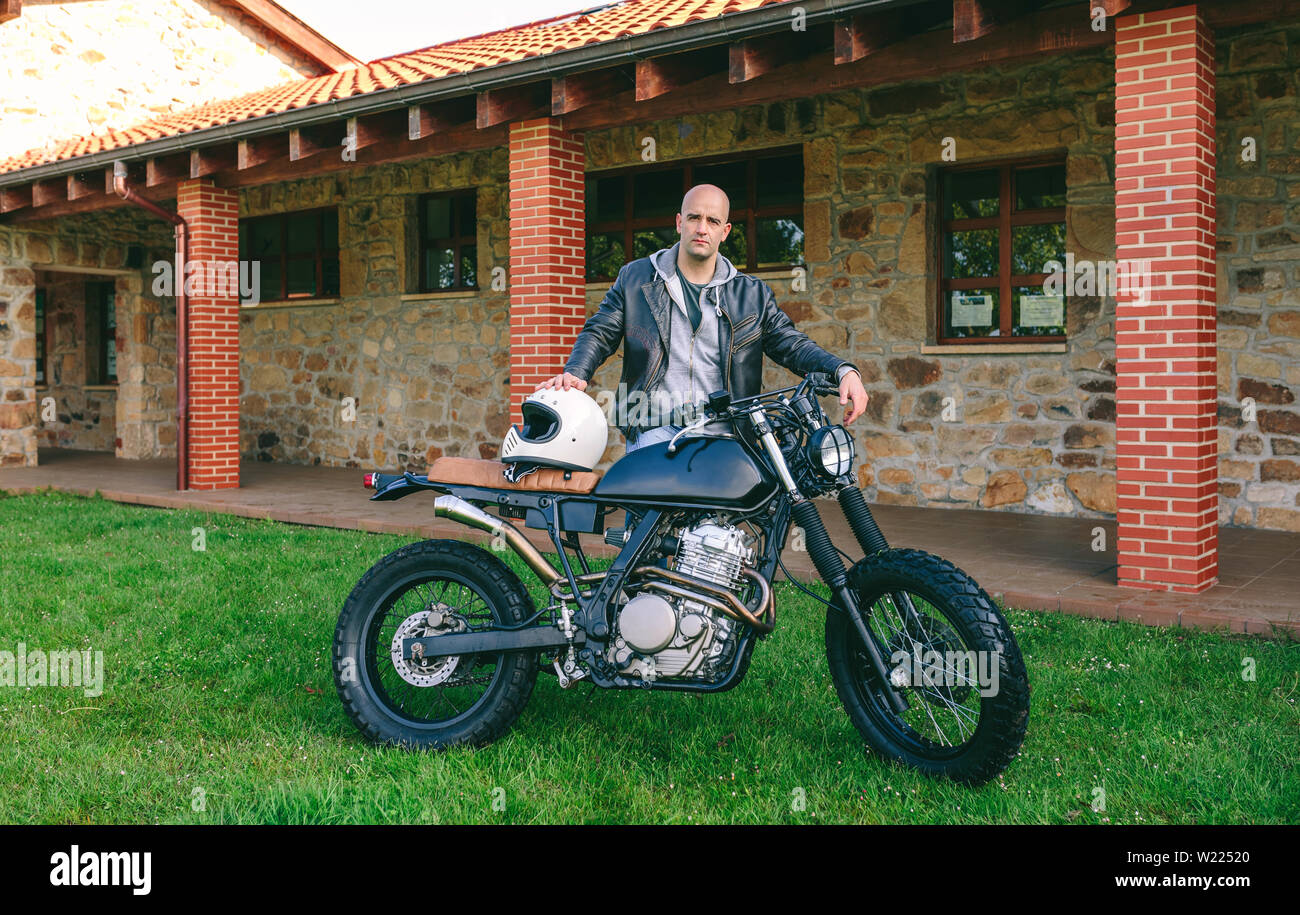 Biker bald hi-res stock photography and images - Alamy