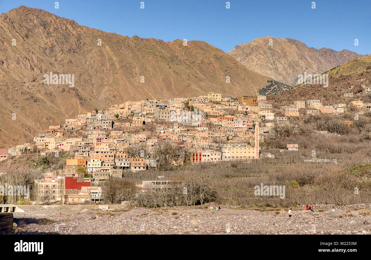 Imlil city in the Atlas Mountains of Morocco Stock Photo - Alamy
