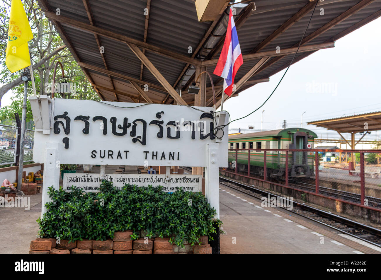 Surat Thani, Thailand - April 16, 2019: Empty platform at Surat Thani ...