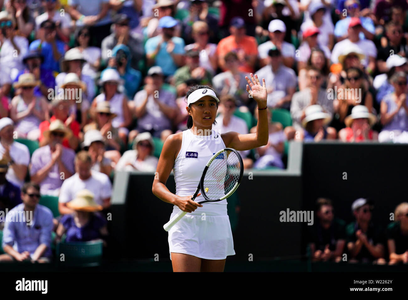 Shuai Zhang celebrates victory over Caroline Wozniacki on day five of ...