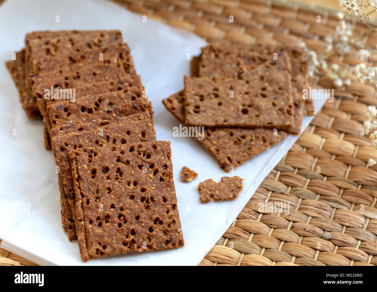 Healthy fresh baked crackers Stock Photo - Alamy