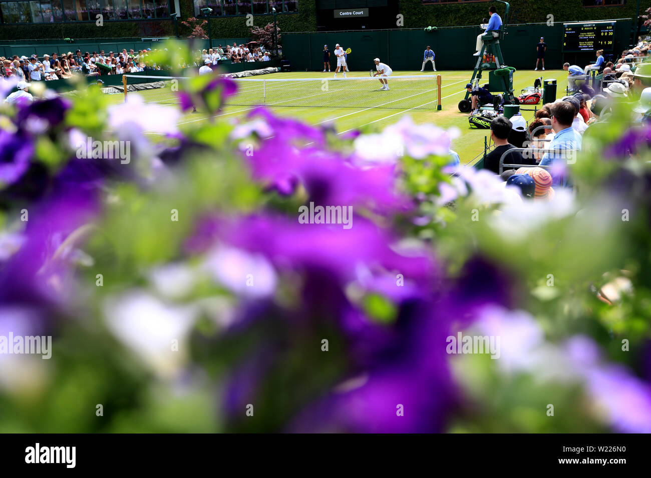 Action on court fourteen on day five of the Wimbledon Championships at ...