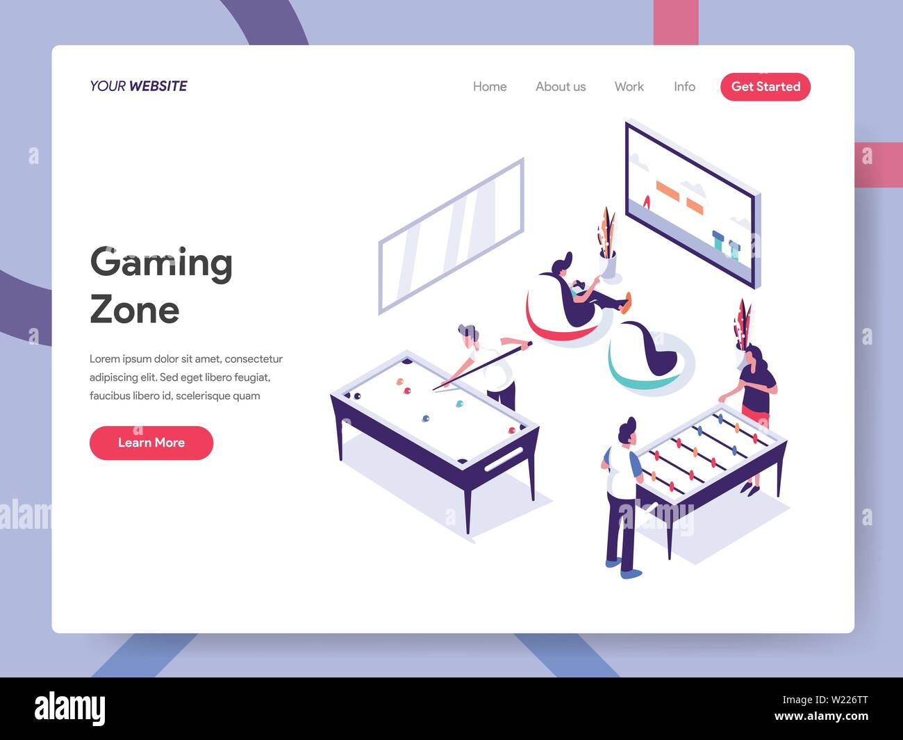 Landing page template of Gaming Zone Illustration Concept. Isometric ...