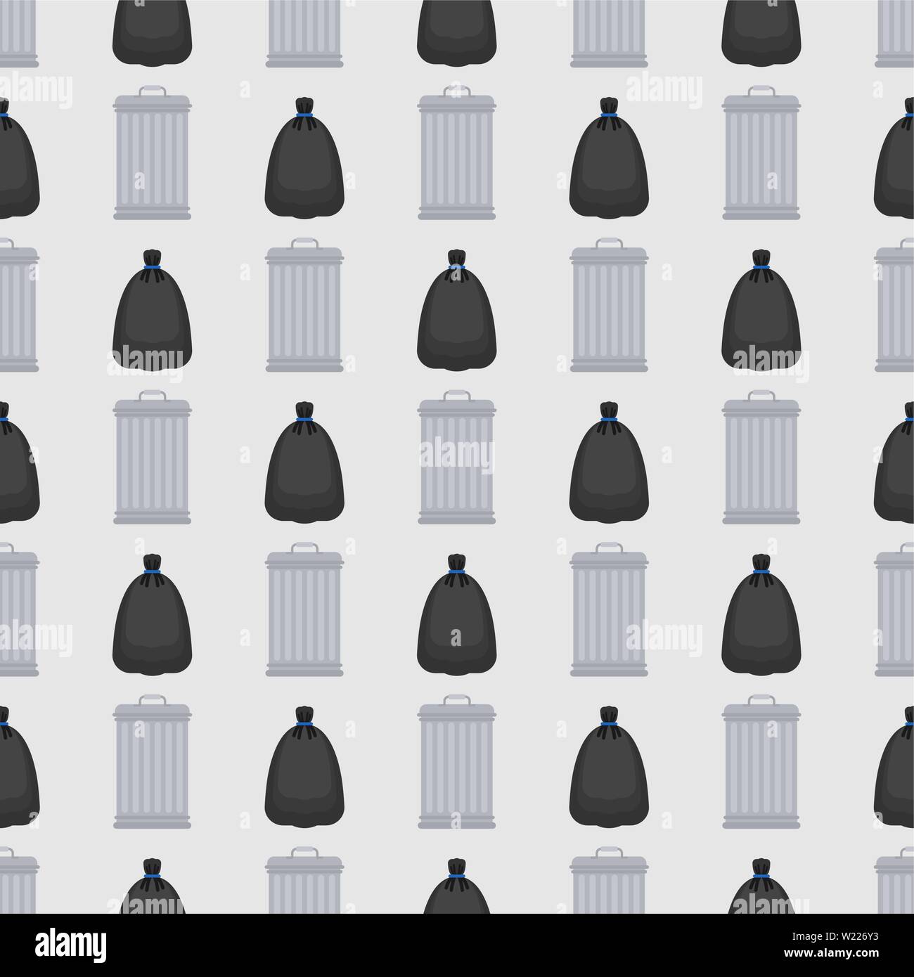 Trashcan and garbage bag pattern seamless. Trash can and black sack ...