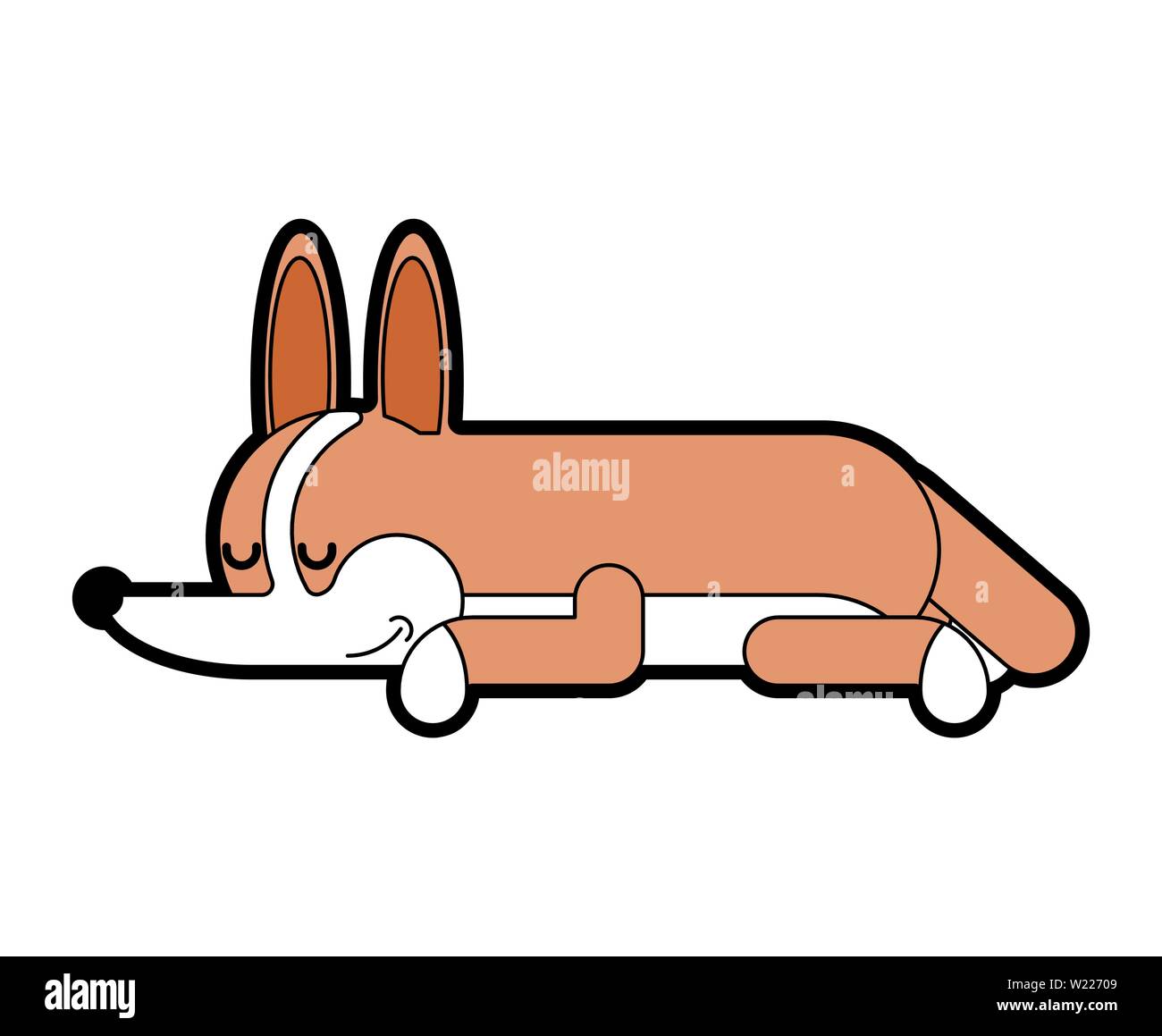 Corgi sleeping isolated. asleep small dog cartoon. cute pet vector ...