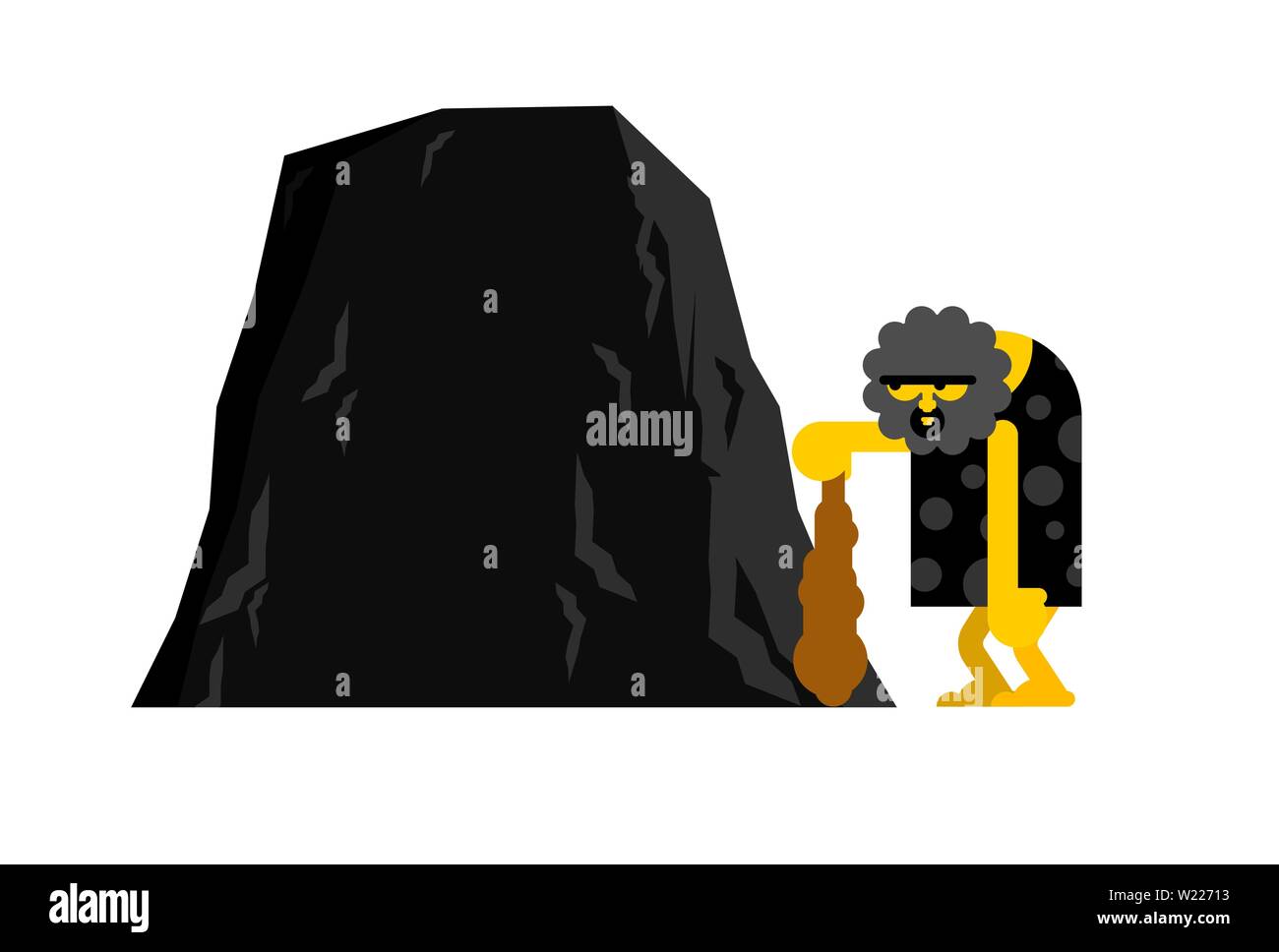 Caveman and rock. Prehistoric man and place for text. Ancient man and ...