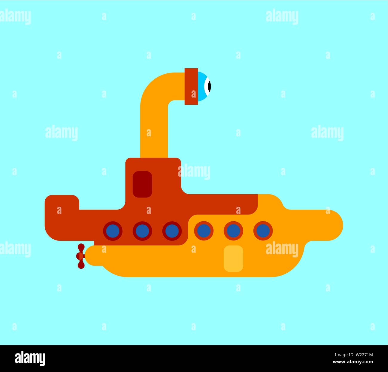 Submarine cartoon isolated. Ship for underwater diving. Vector ...