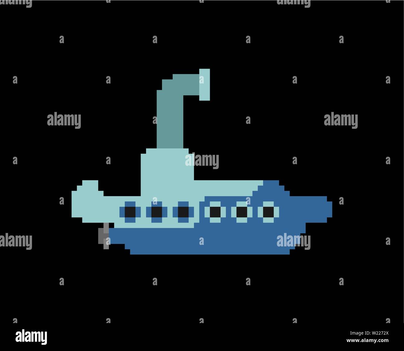 Submarine pixel art. Ship for underwater diving 8 bit. Vector ...