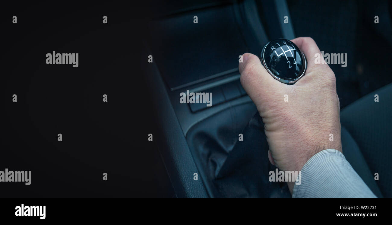 Driving hand on gear stick hi-res stock photography and images - Alamy