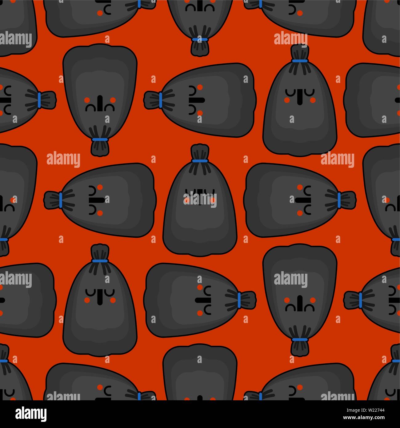 Garbage bag pattern seamless. rubbish black sack background . Vector ...