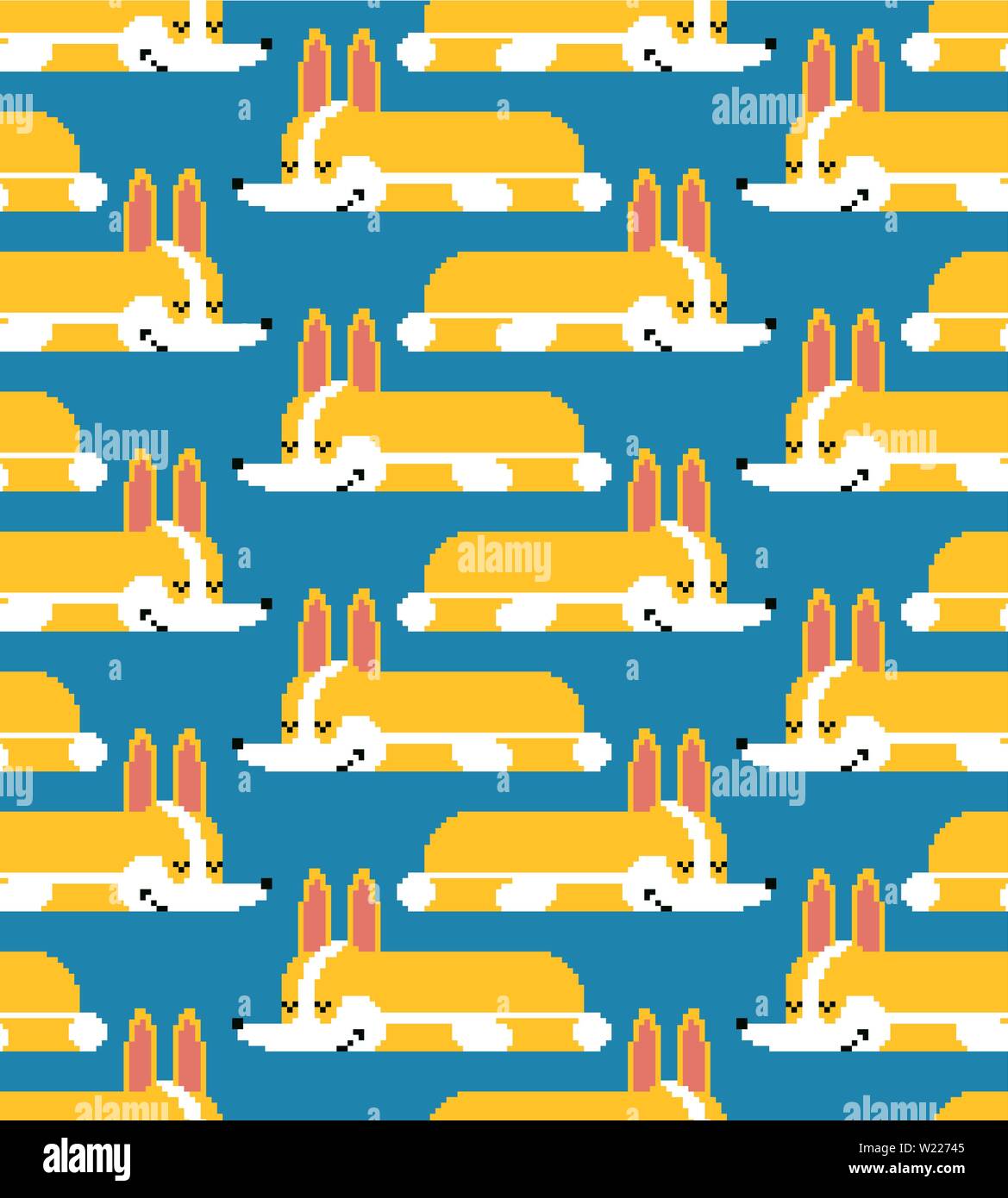 Corgi pixel art pattern seamless. small dog background 8 bit. cute pet ...