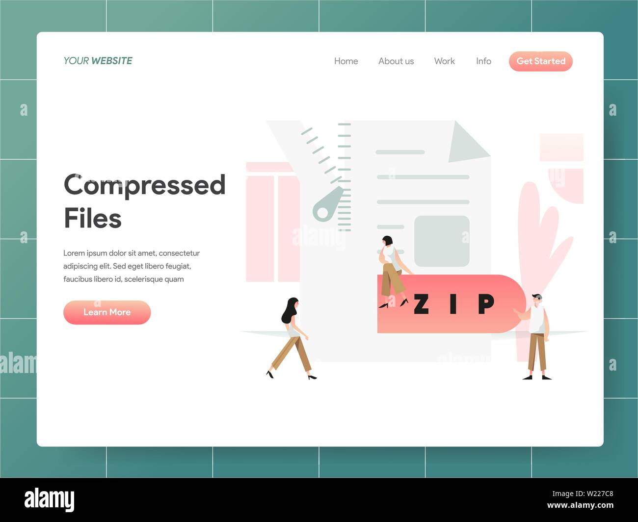 Compressed File Illustration Concept. Modern design concept of web page ...