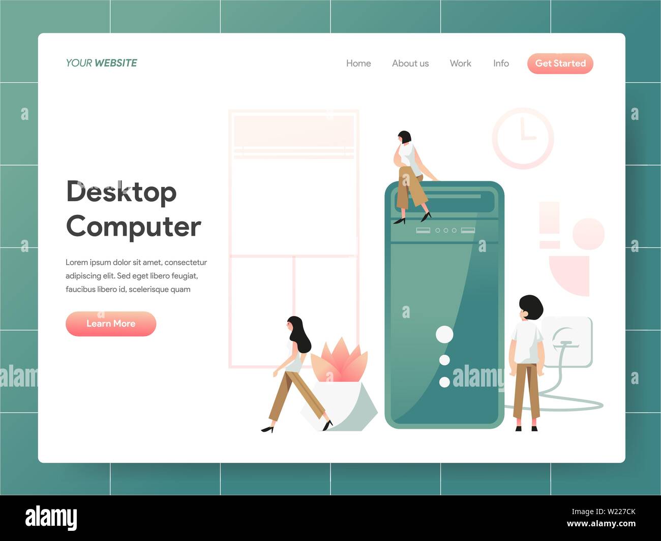 Desktop Computer Illustration Concept. Modern design concept of web ...