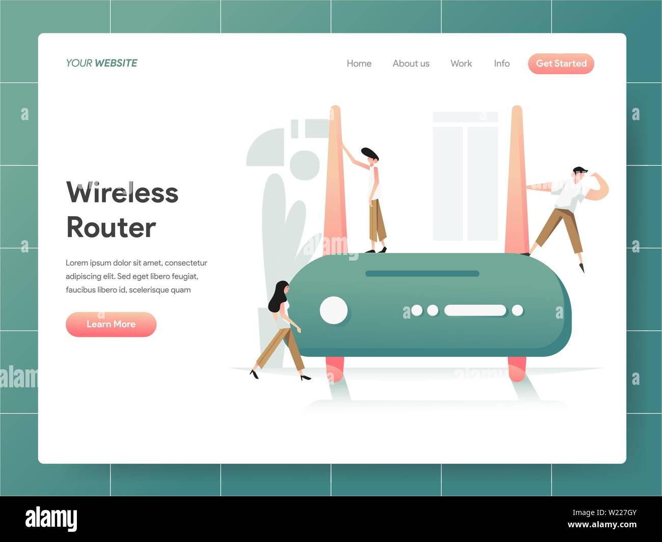 Wireless Router Illustration Concept. Modern design concept of web page ...