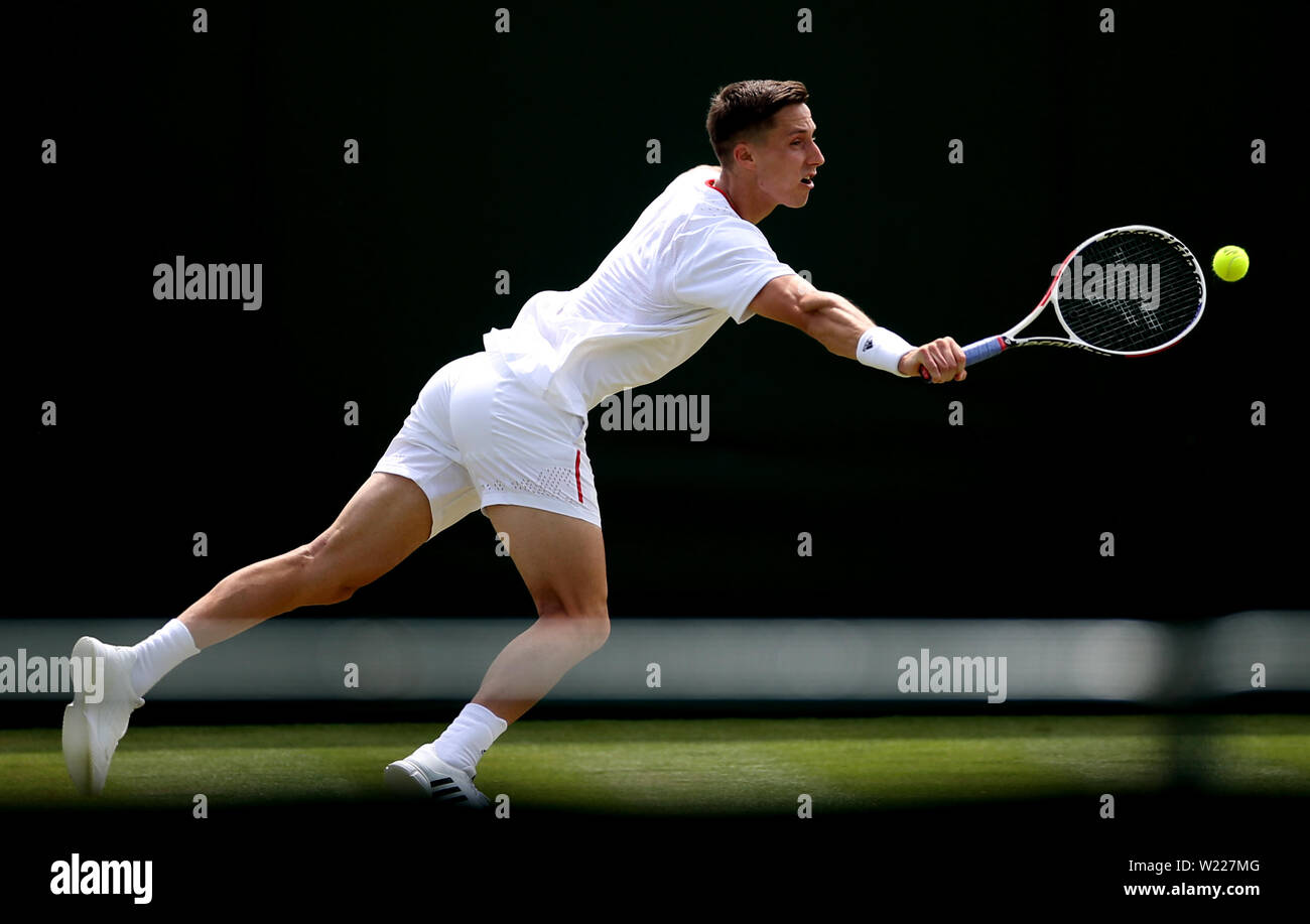 Joe Salisbury during the men's doubles on day five of the Wimbledon ...