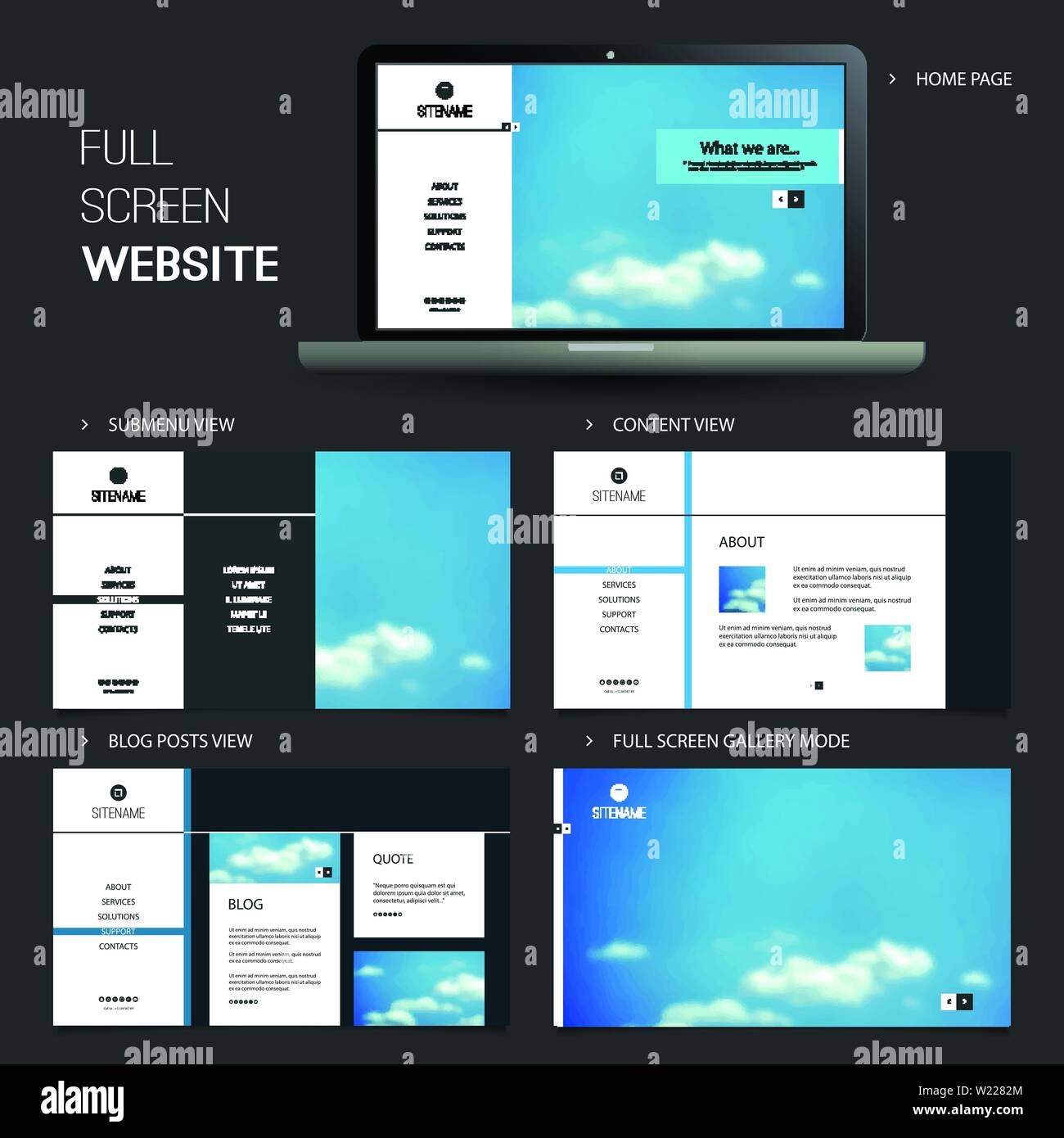 Modern Colorful Abstract Web Site, Flat UI or UX Layout Creative Design ...