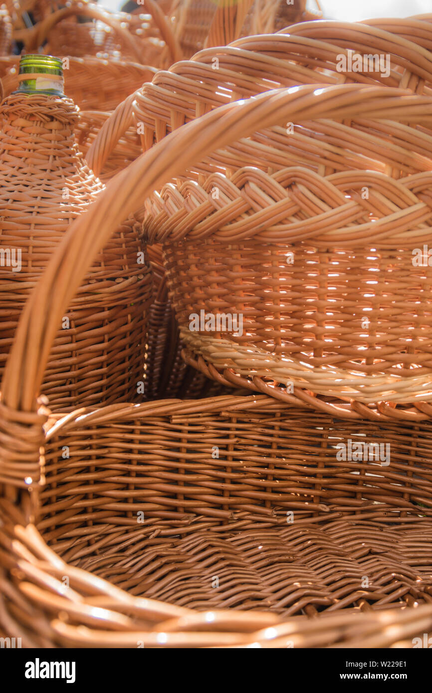 Basket weave handcrafted products on marketplace Stock Photo - Alamy