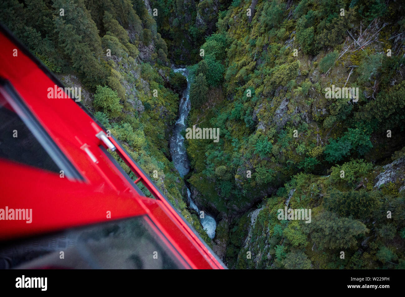 arial view into a wild gorge in the swiss alps Stock Photo - Alamy