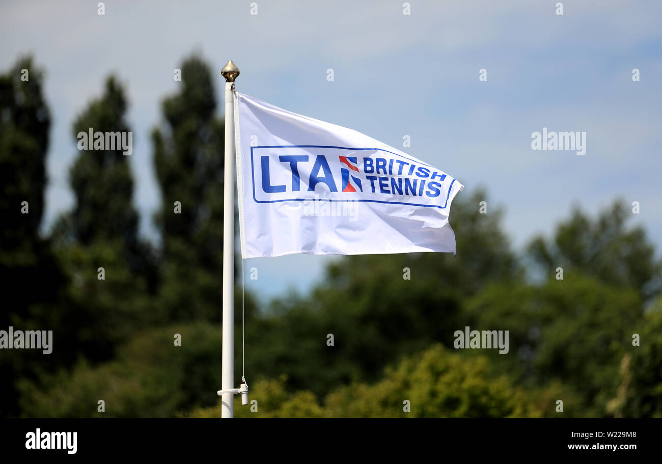 LTA British Tennis flag flies in the grounds on day five of the ...
