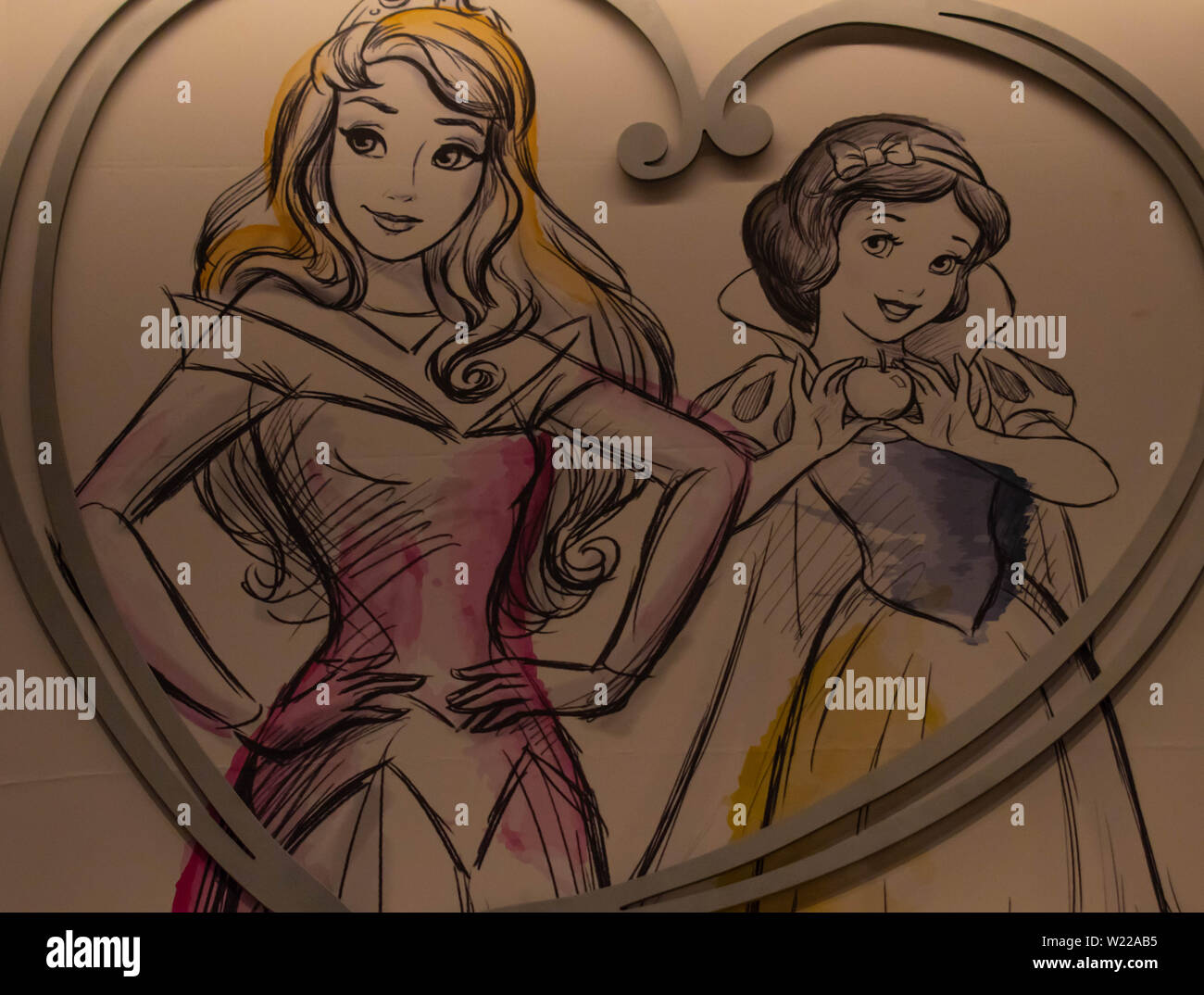 Orlando, Florida. June 15, 2019. Colorful hand drawing of Aurora and ...