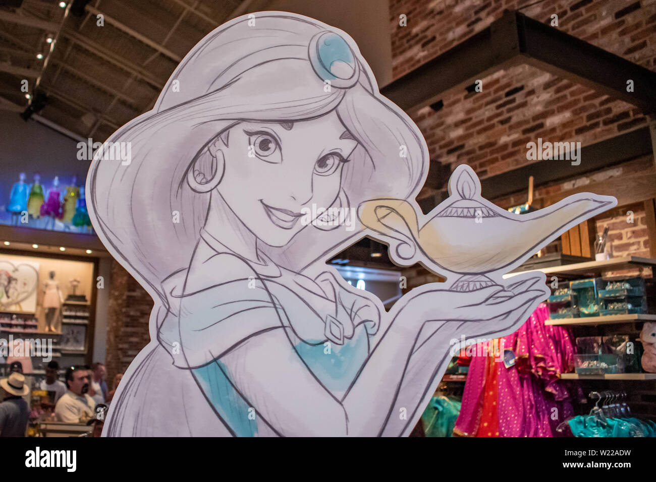 Orlando, Florida. June 15, 2019. Image of Jasmine drawn by hand in ...