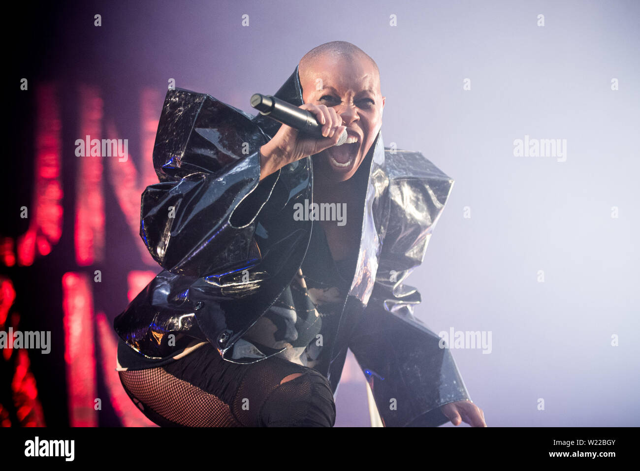 Stupinigi, Italy. 04th July, 2019. Skin, singer of the British band ...