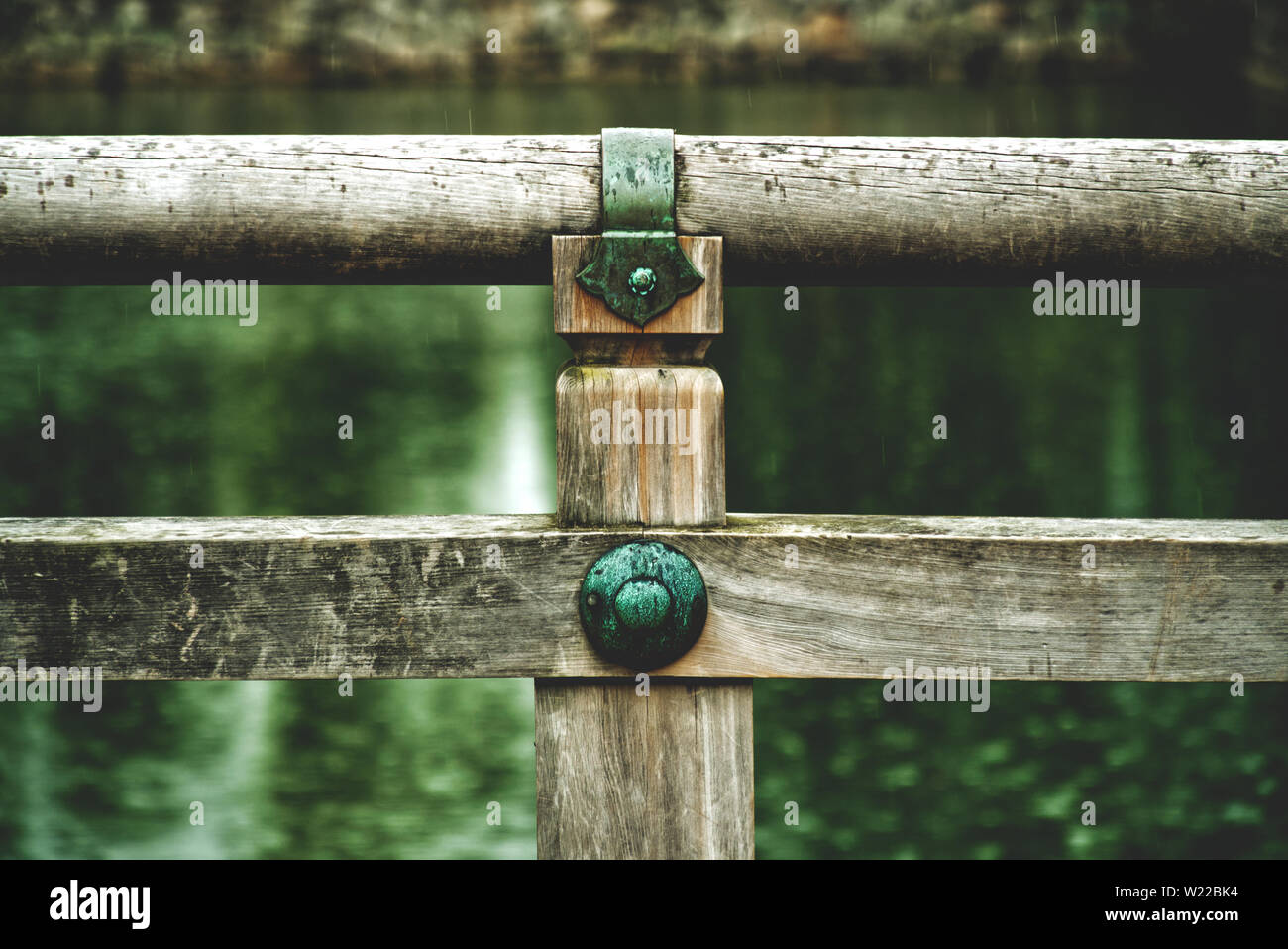cutout picture showing wooden handrail of an ancient japanese bridge at ...