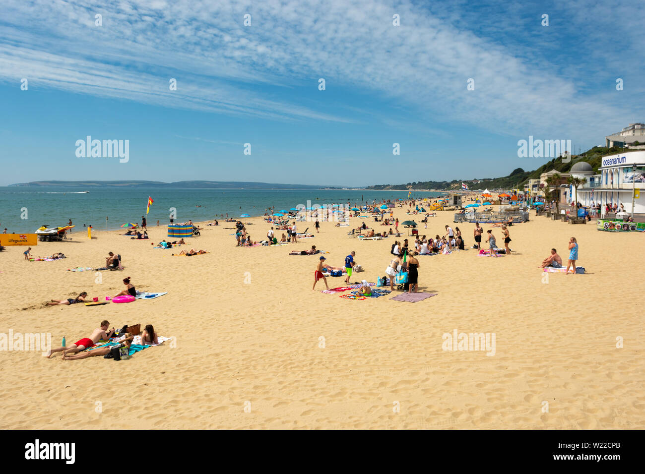 Bournemouth Beach, Dorset, England, UK, July 2019, Weather: Hot summer ...