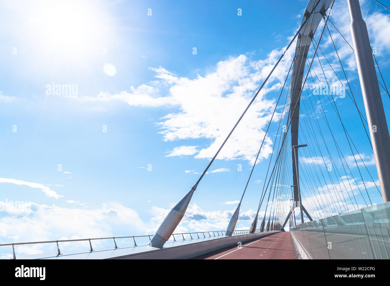 The bridge "De Oversteek" over the waal in Nijmegen, Netherlands Stock ...