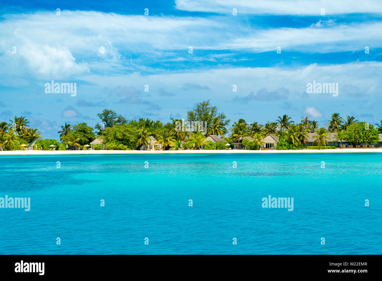 The beautiful landscape of the deserted Indian Ocean sandy beach ...