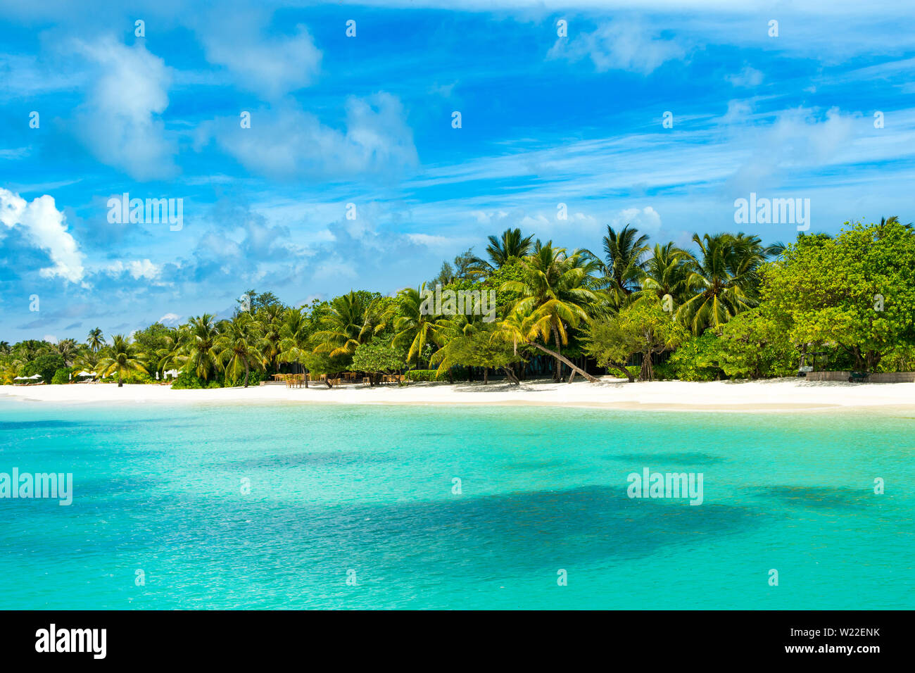 The beautiful landscape of the deserted Indian Ocean sandy beach ...