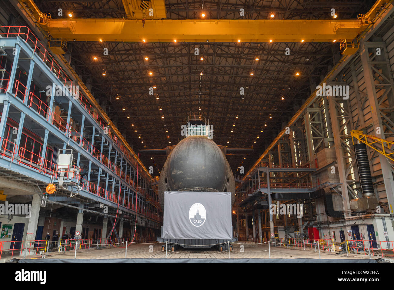 One of the Vanguard Class Ship nuclear submarines in dry dock at HM ...