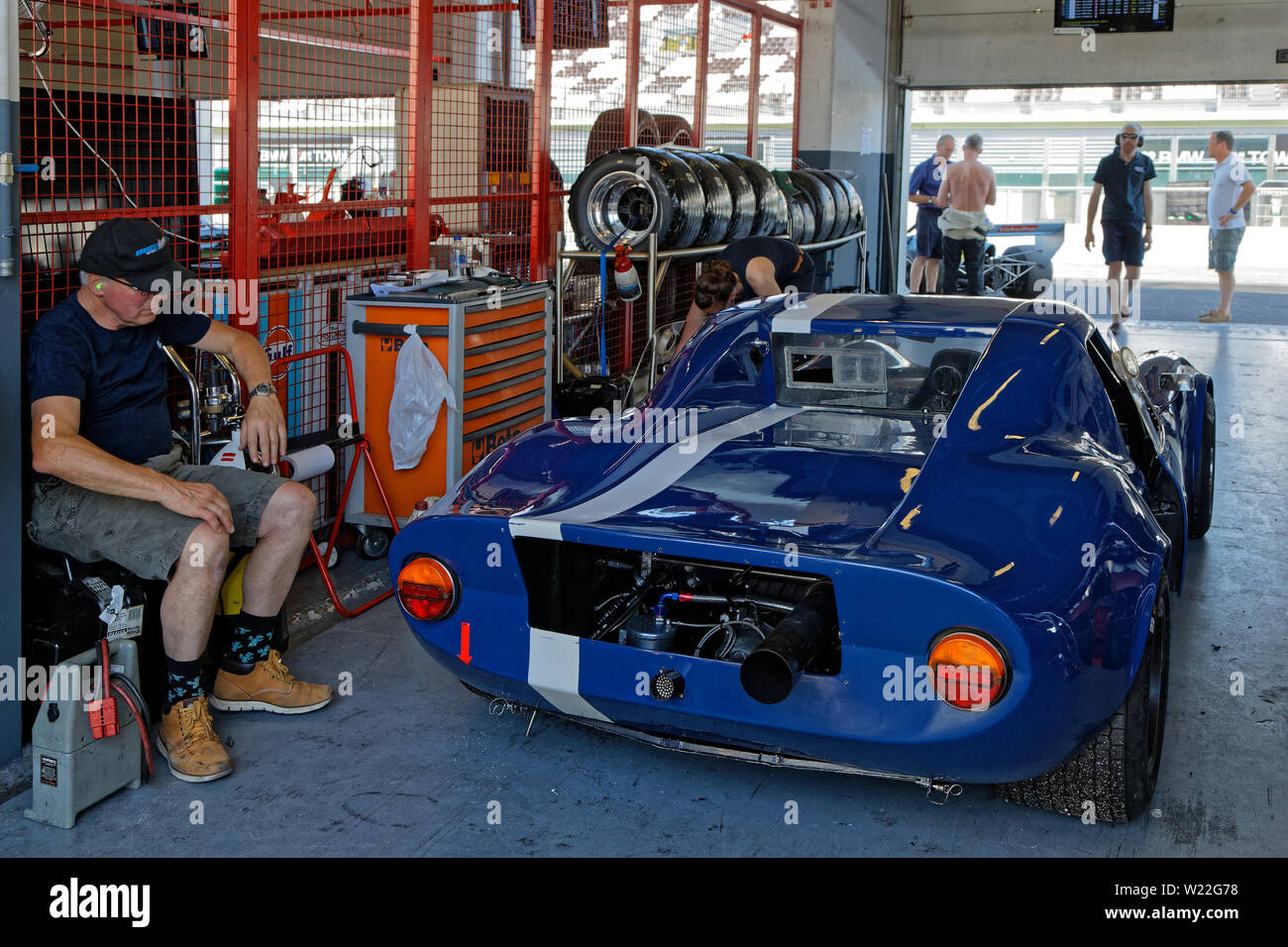 MAGNY-COURS, FRANCE, June 29, 2019 : In the pits. French Historic Grand ...