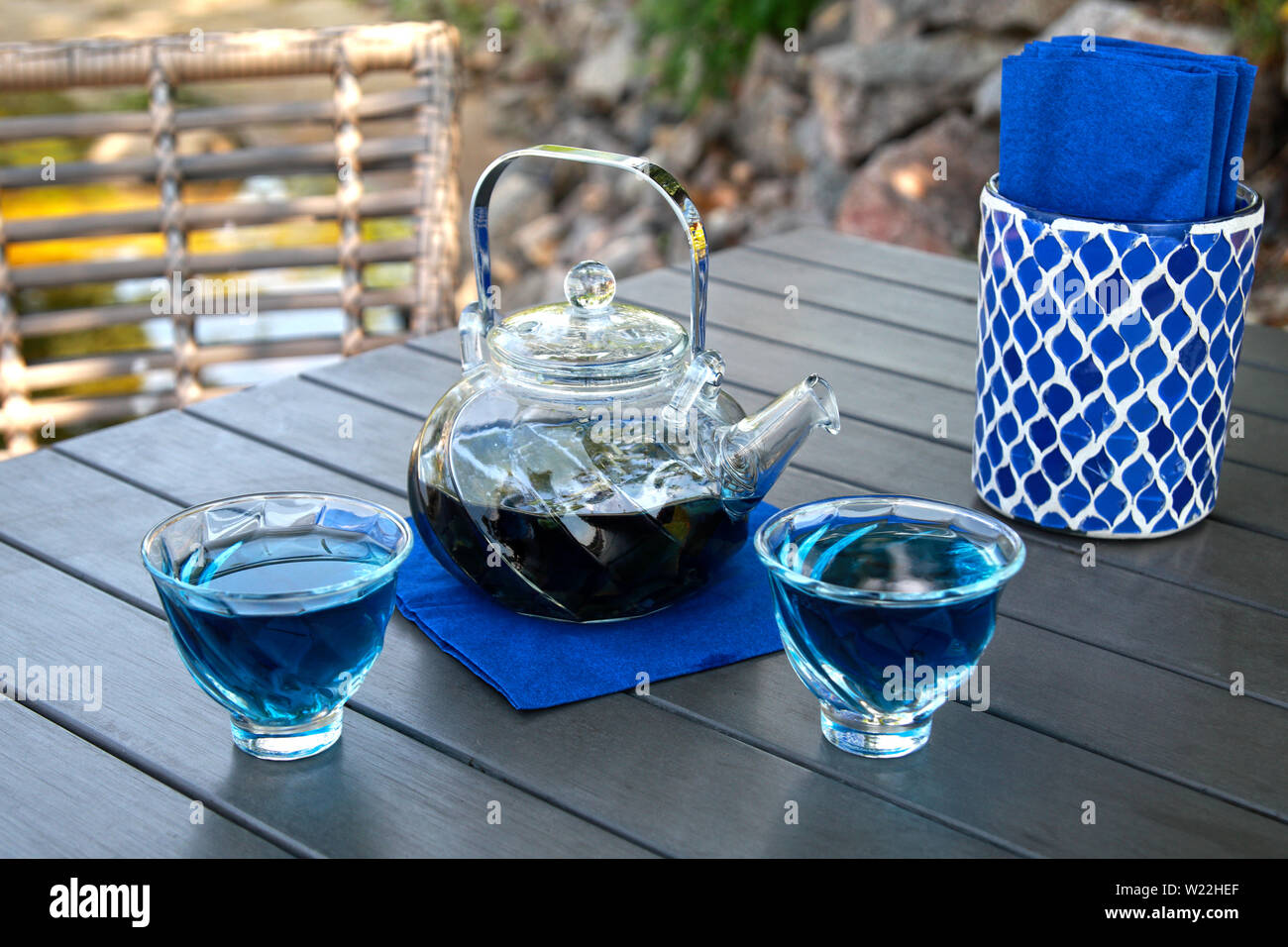 Anchan - blue tea, from the flowers of the medicinal plant Clitoria ...