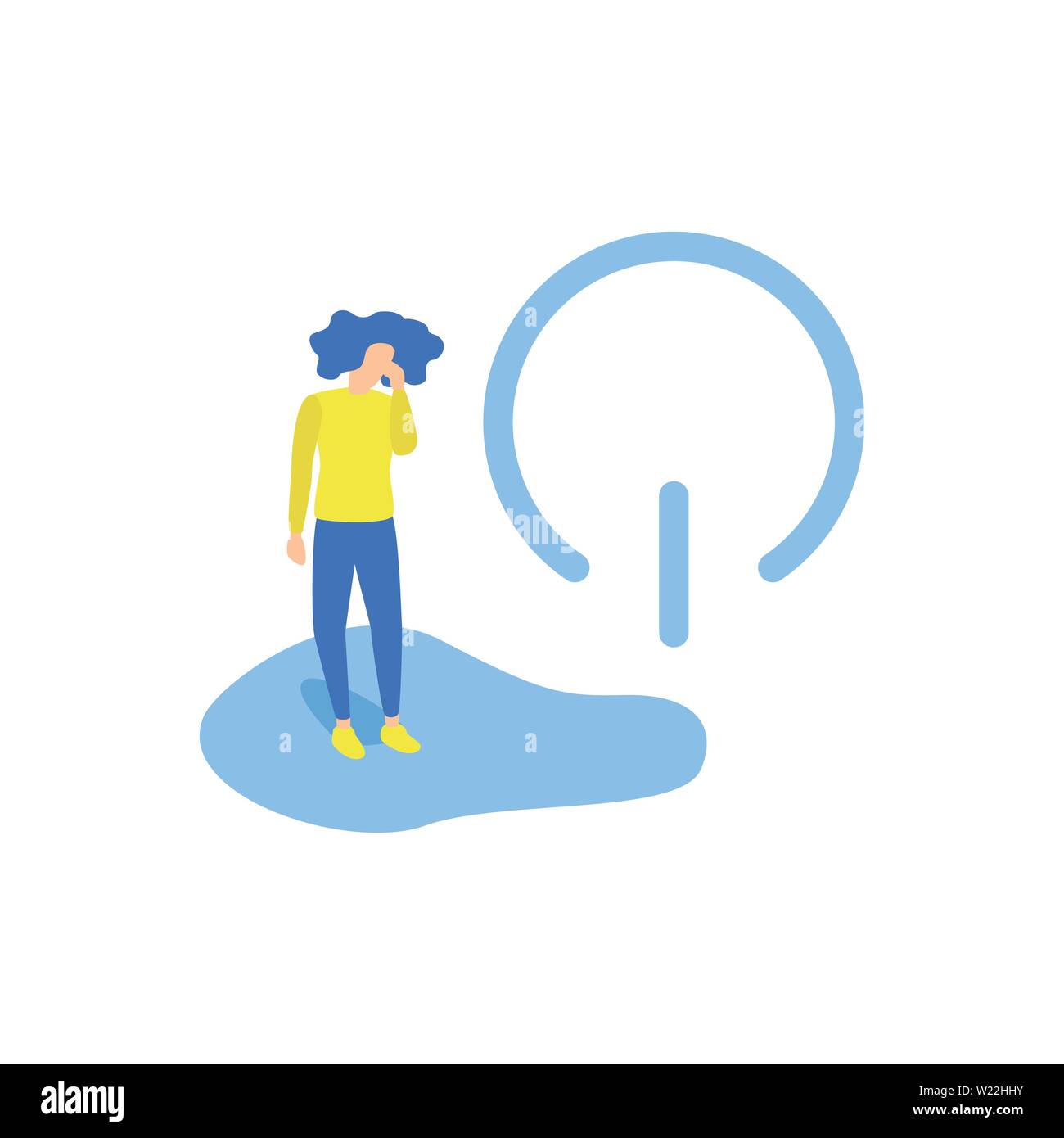 Flat Design Illustration of a Woman Tired of Work, Business Activities ...