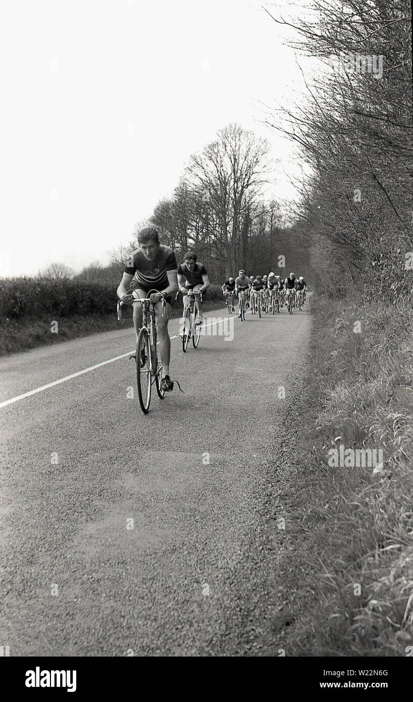 1950s, historical, racing cyclist on a country road, England, UK Stock ...