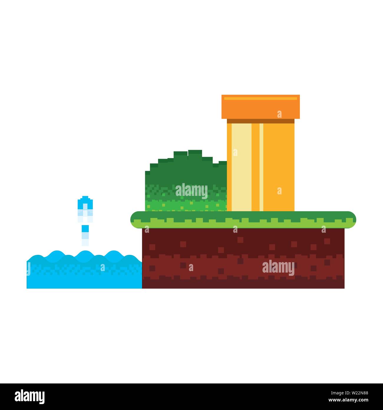 Retro videogame scenery with terrain Stock Vector Image & Art - Alamy