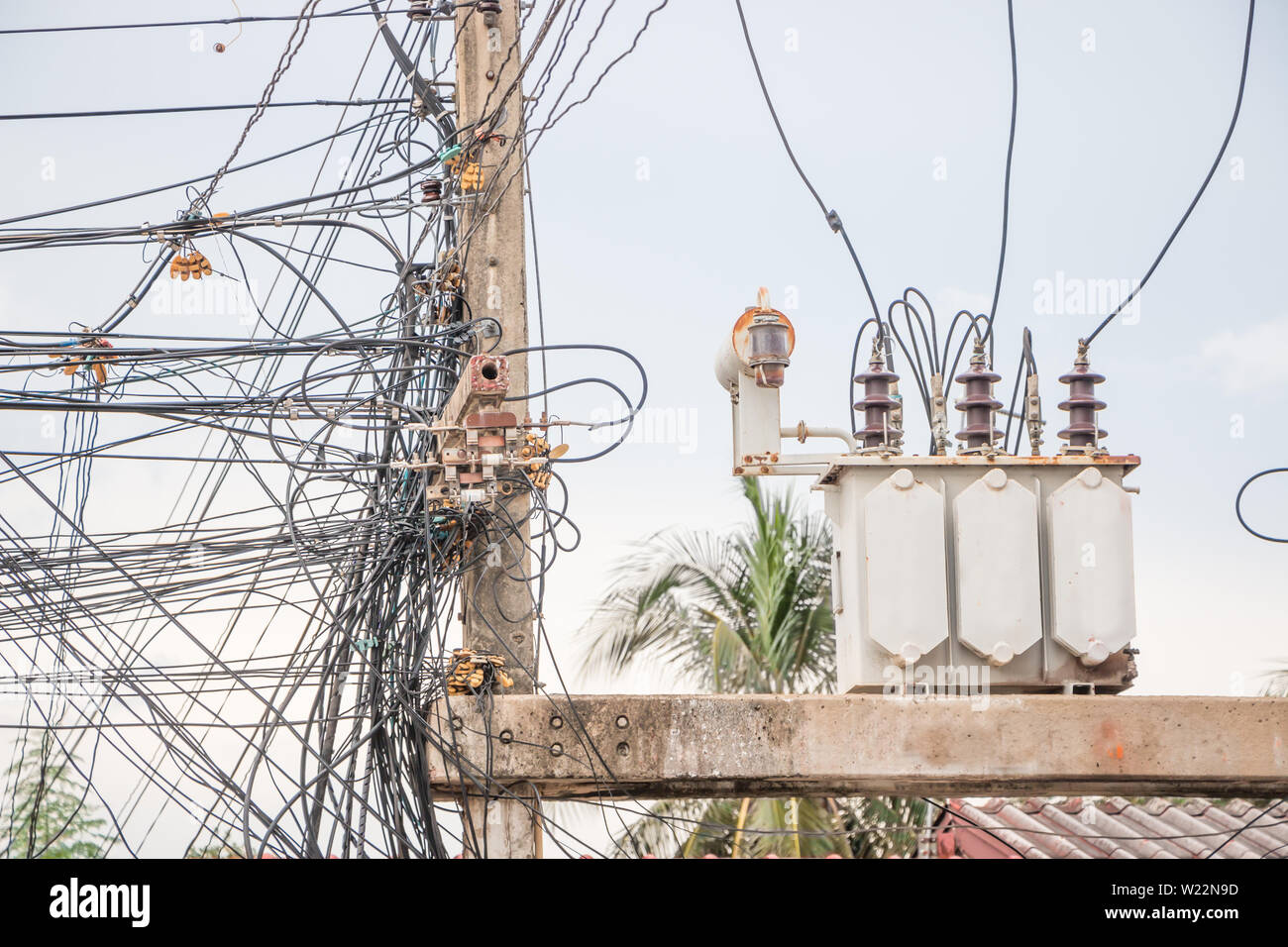 Tangle of Electrical Wires Stock Photo - Alamy
